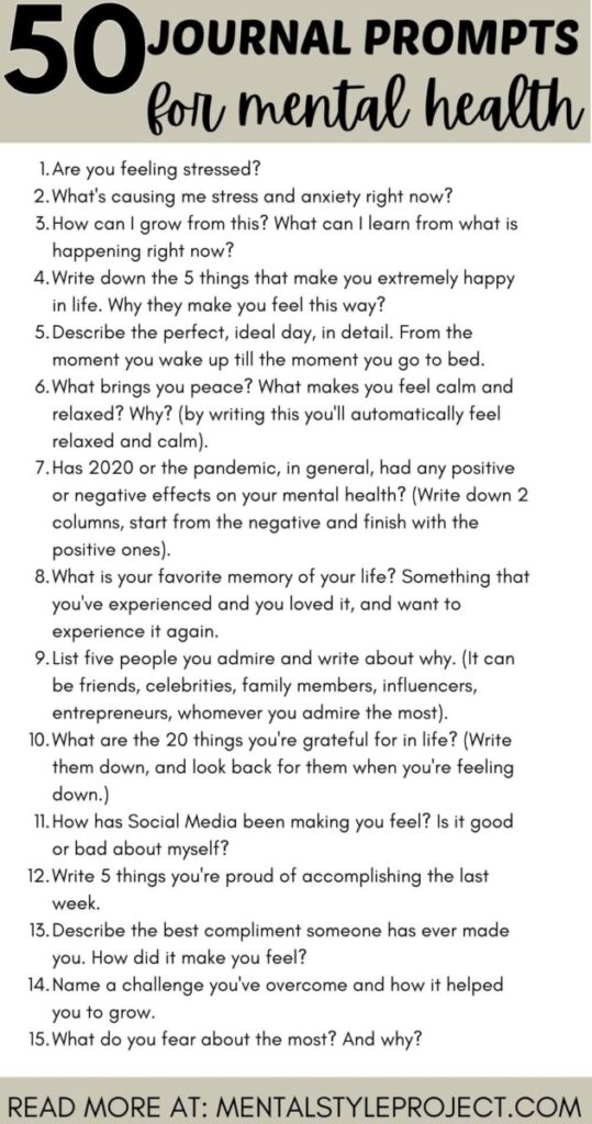 50 Journal Prompts To Improve Your Mental Health