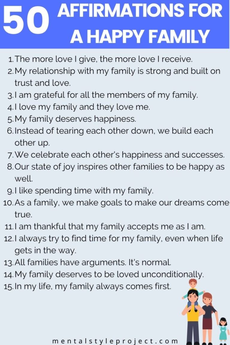 50 Family Affirmations For A Strong Happy Families +FREE Printable - MSP